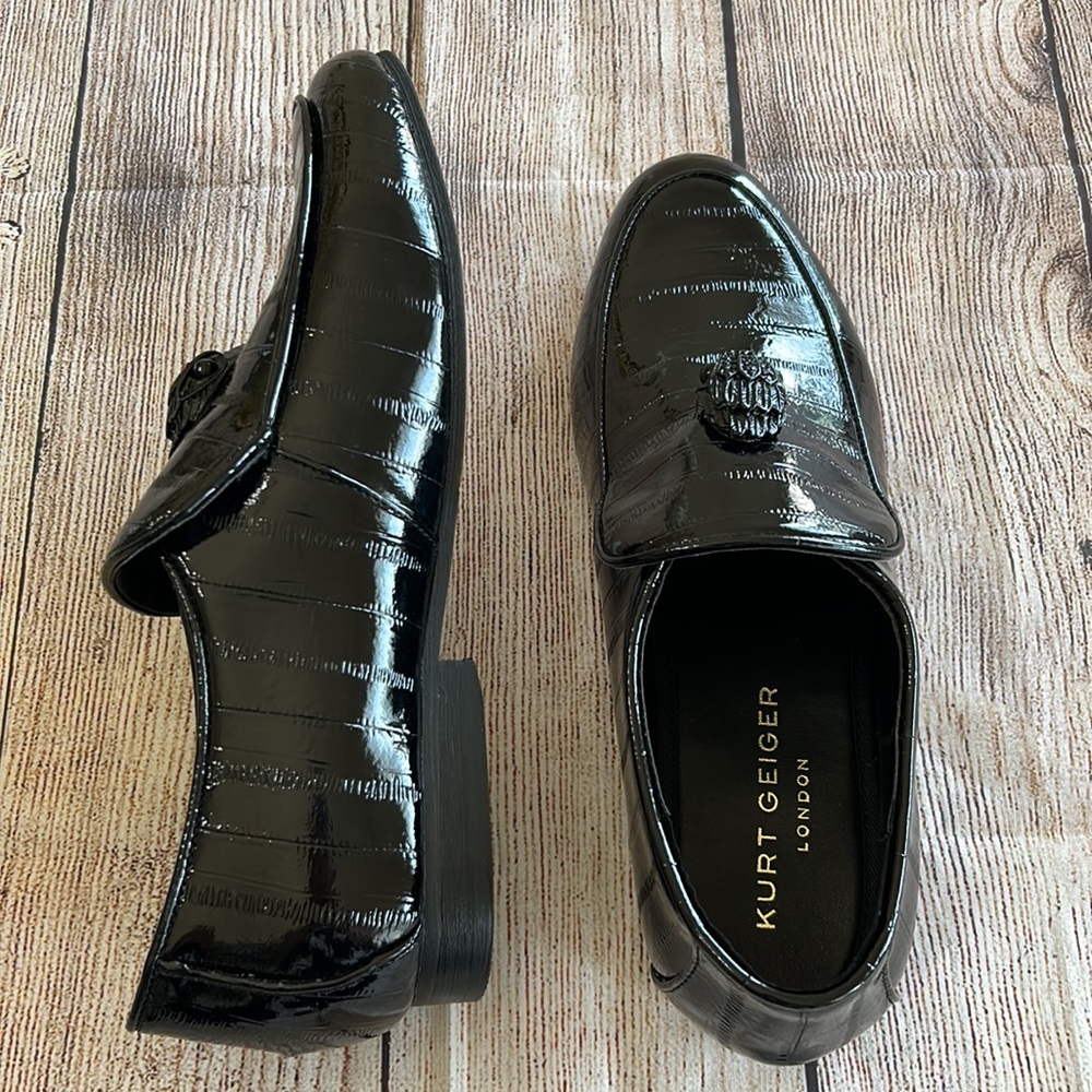 Kurt Geiger London Holly Eagle Patent Loafers, Black - Gem